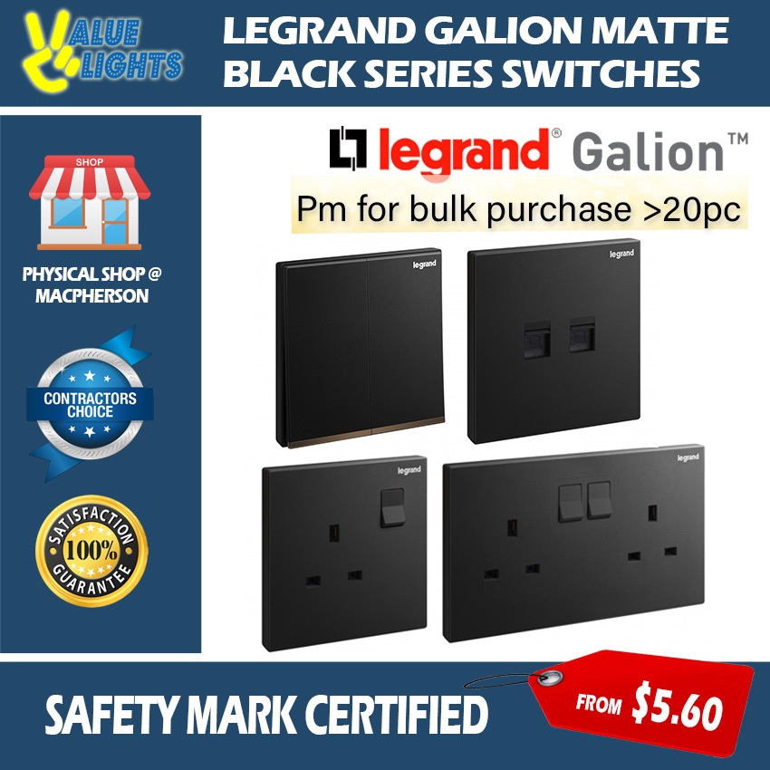 Legrand Galion Black Series Switch Socket Heater Door Bell Data Socket ...