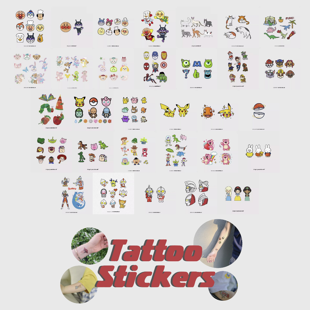 Temporary Tattoo Stickers [ Anpanman | Duffy | Marvel | Miffy | Paw ...