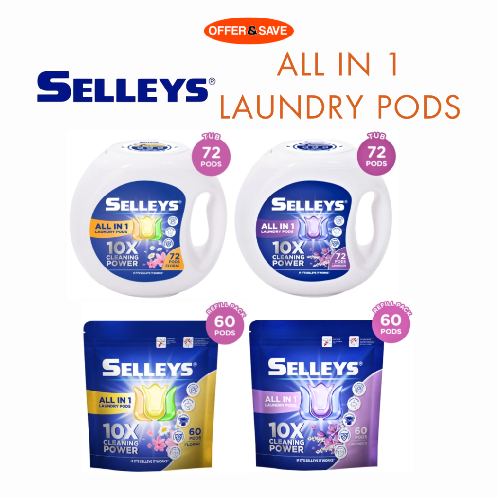Selleys Laundry Pods All-In-1 Laundry Capsule 60/72pcs | Shopee Singapore