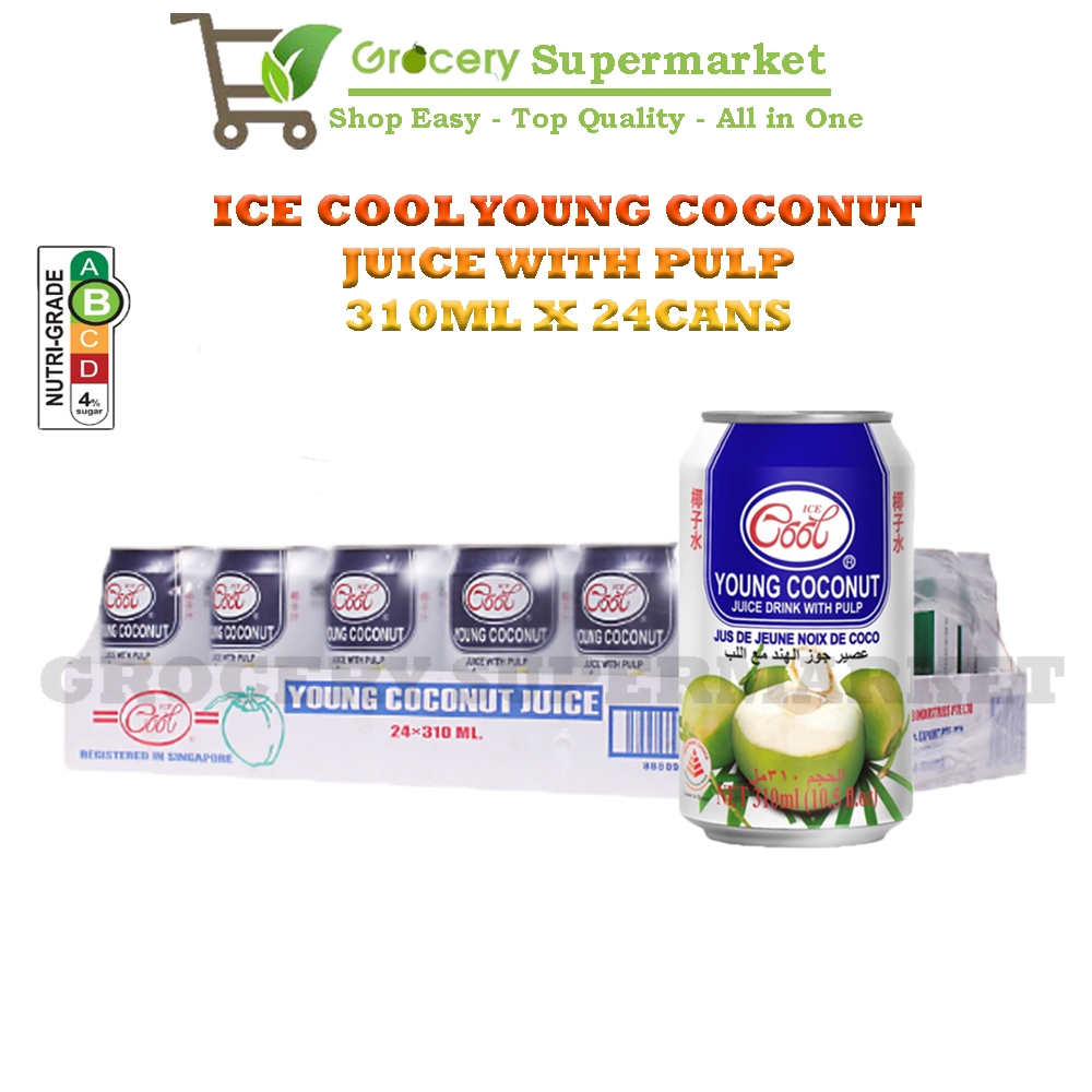 Ice Cool Young Coconut Juice With Pulp (310ML x 24cans) - Grocery Supermarket | Shopee Singapore