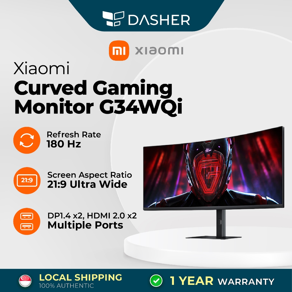 Xiaomi G34WQI 34 Inch Curved Desktop Gaming Monitor 180 Hz Refresh 21:9 ...