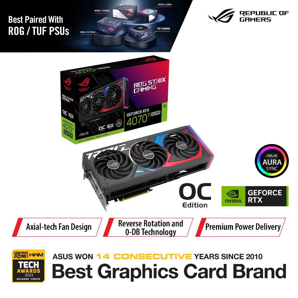 ASUS ROG Strix GeForce RTX™ 4070 Ti SUPER 16GB GDDR6X OC Edition ...