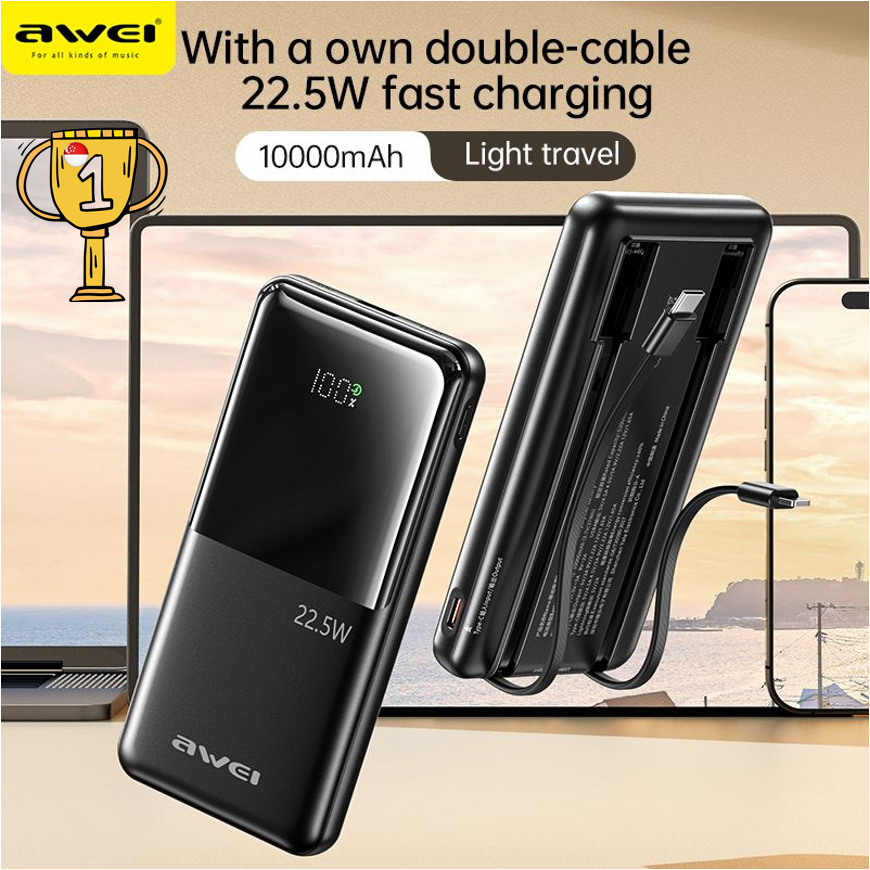 CCC AWEI P77K Power Bank PD 20W+QC 22.5W Fast Charging With Digital ...