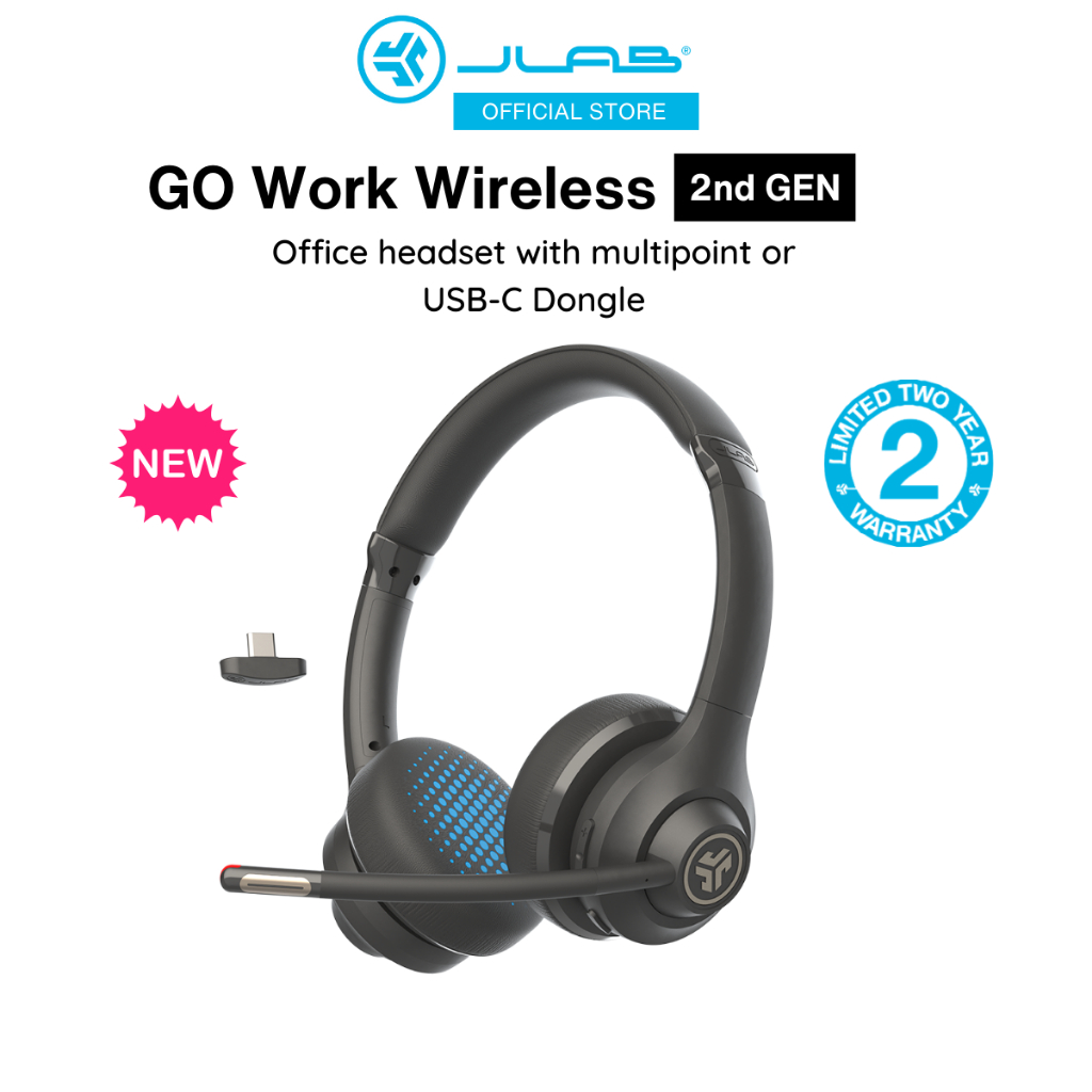 JLab GO Work Wireless Gen 2 | Wireless Bluetooth Headphones, Multipoint ...