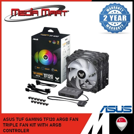 ASUS TUF GAMING TF120 ARGB FAN TRIPLE FAN KIT WITH ARGB CONTROLER ...