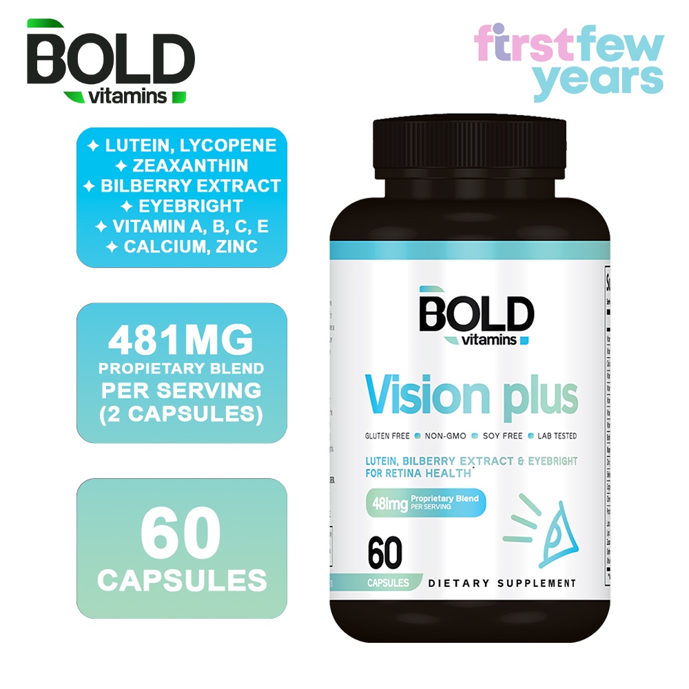 Bold Vitamins Vision Plus Eye Health Supplement (60 Caps) Lutein ...