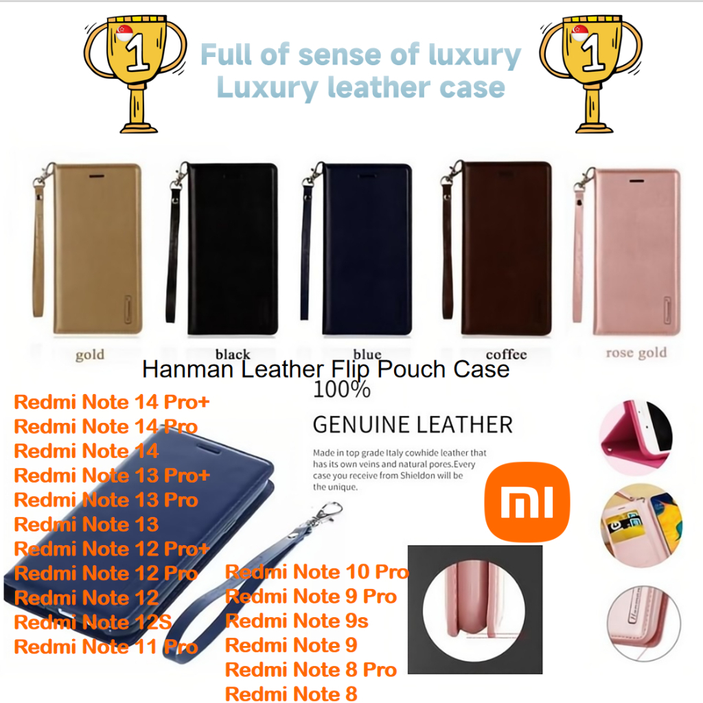 Hanman Flip Cover Xiaomi Redmi Note 14 13 Pro 5G Note 12 Pro 11Pro ...