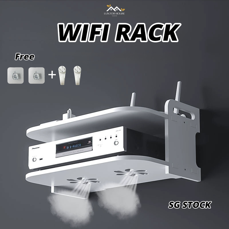 {SG} Wifi Rack Wall Mounted Rack Wifi Router Socket Storage Box Router ...
