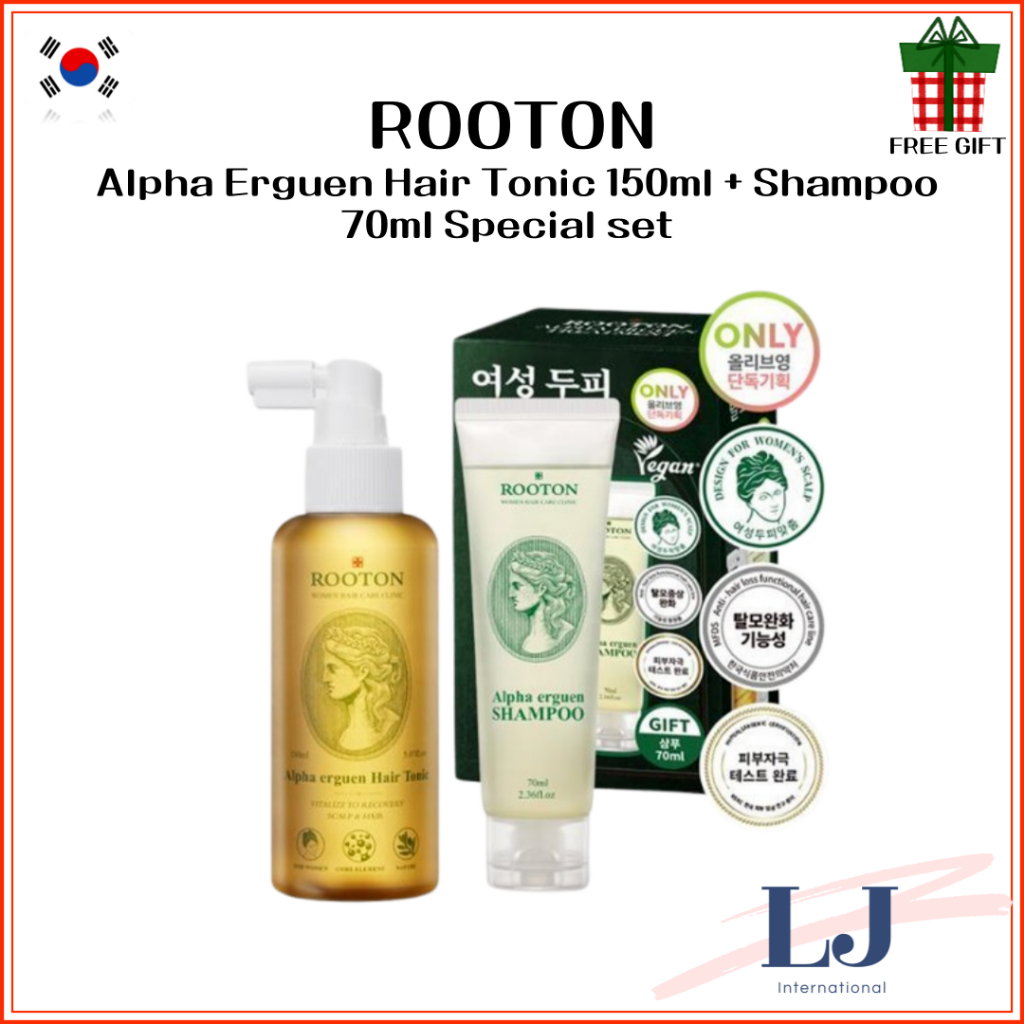 ROOTON Alpha Erguen Hair Tonic 150ml + Shampoo 70ml Special set | Shopee Singapore