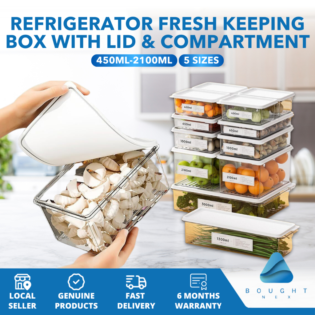 Refrigerator Freezer Fresh Keeping Box with Lid & Compartment 450ml ...