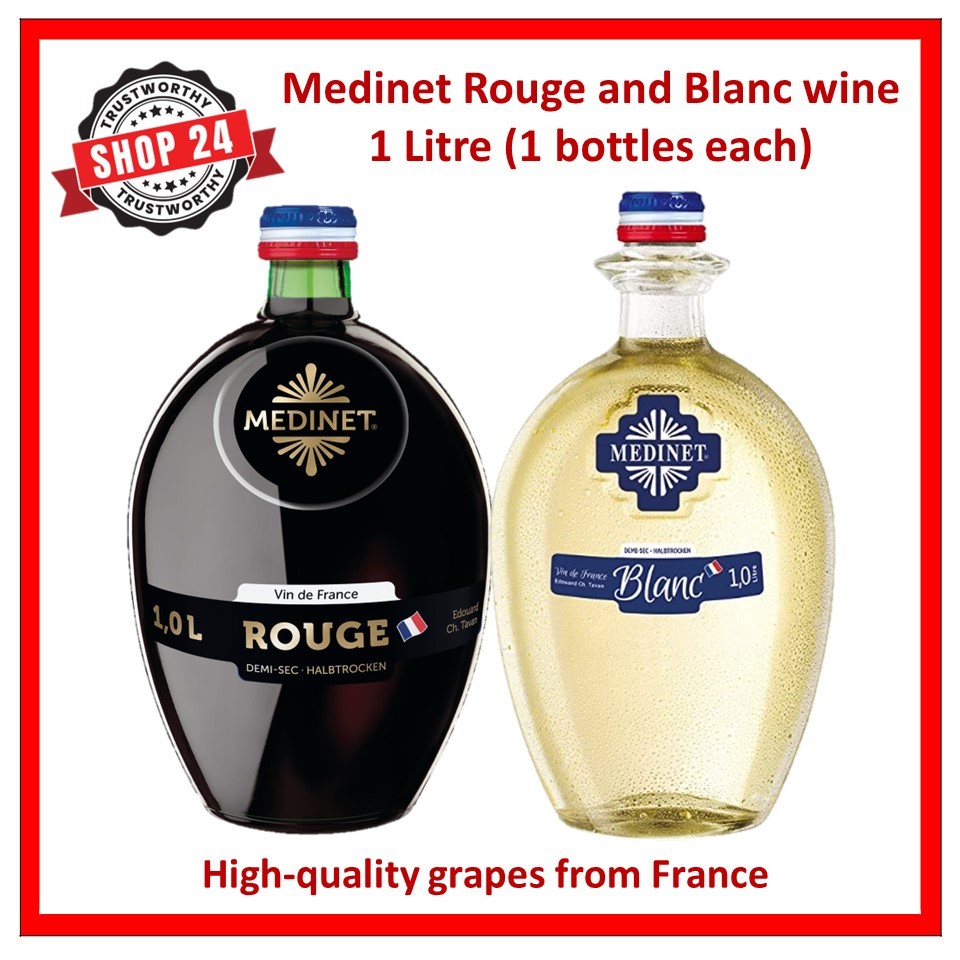 SHOP24 Medinet Rouge and Blanc red and white wines 1 Litre (1 bottle ...
