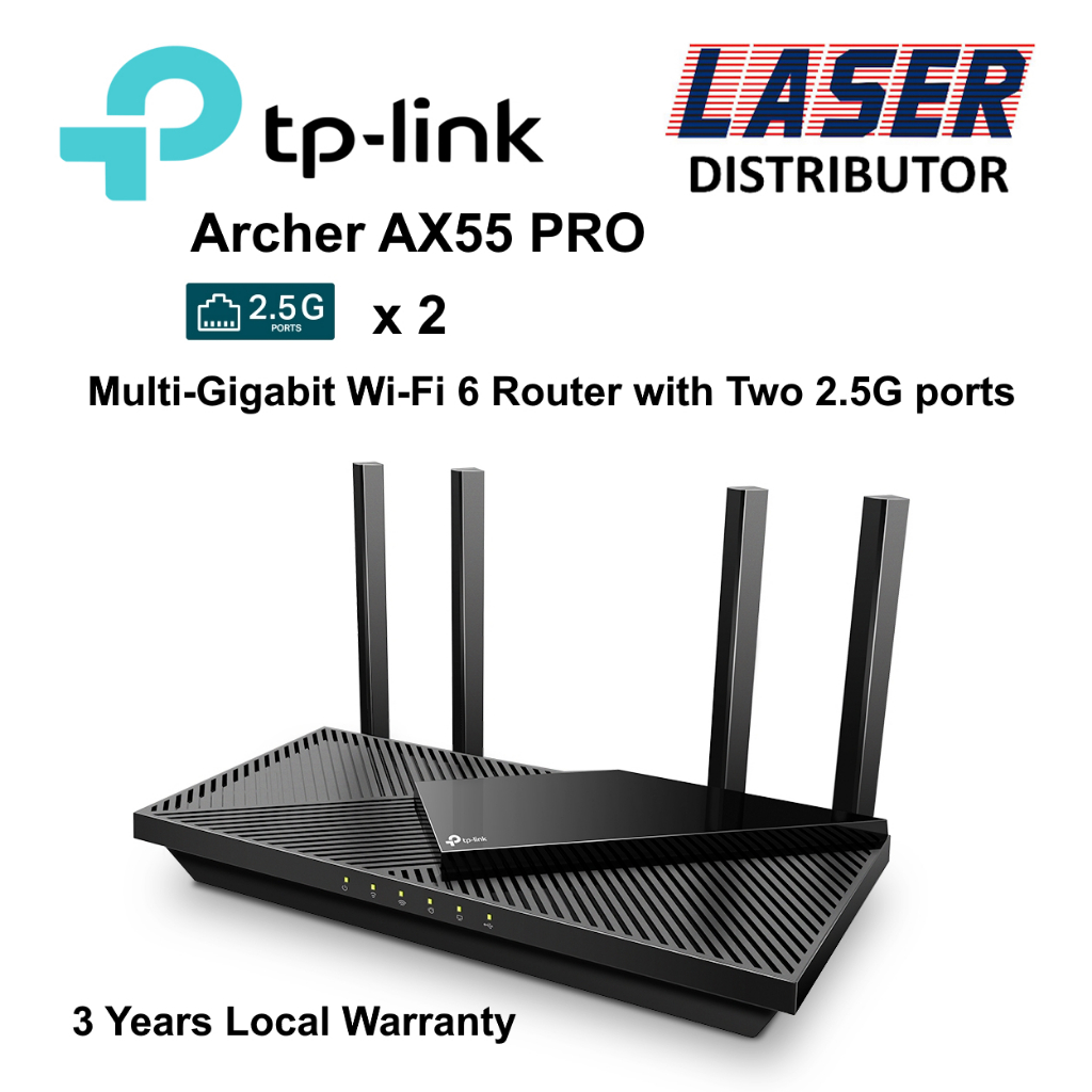 TP-Link Archer AX55 PRO AX3000 Multi-Gigabit Wi-Fi 6 Router with Two 2.5G Ports | Shopee Singapore