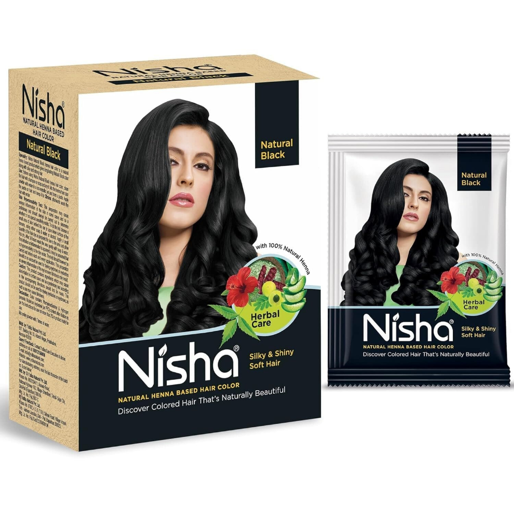 Nisha Henna Based Hair Color Natural Henna Powder Hair Color Dye Dark ...