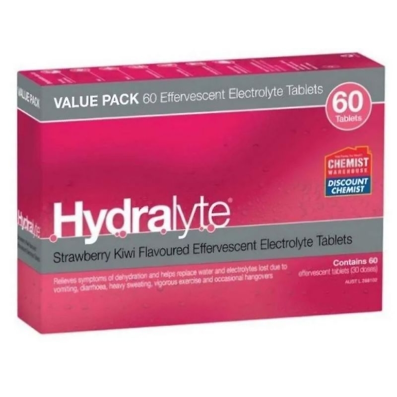 HYDRALYTE Electrolyte Effervescent Tablets (60 Tablets) (3 Tubes/Box ...