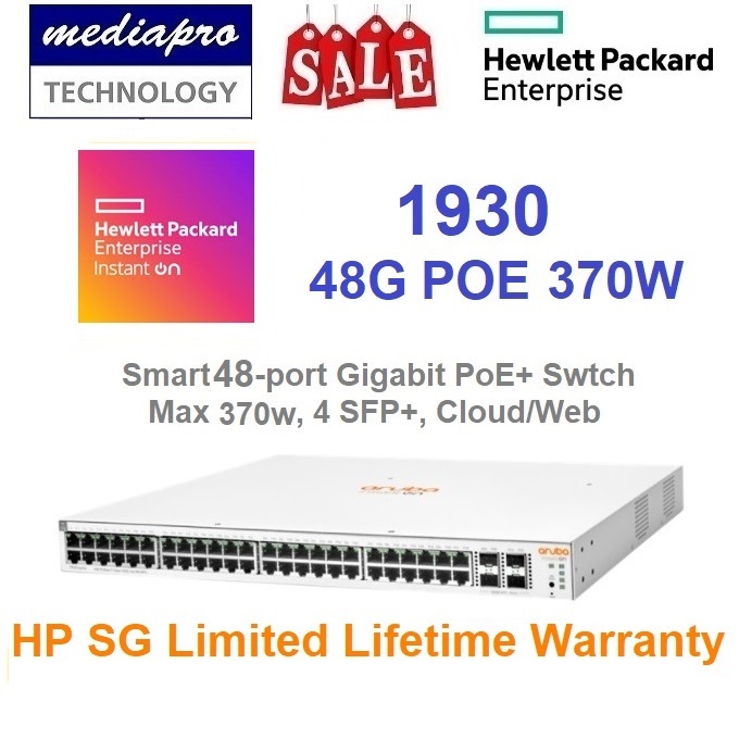 HP /HPE 1930 48G POE+ Aruba Instant On Smart 48-port Gigabit POE+ 370W ...
