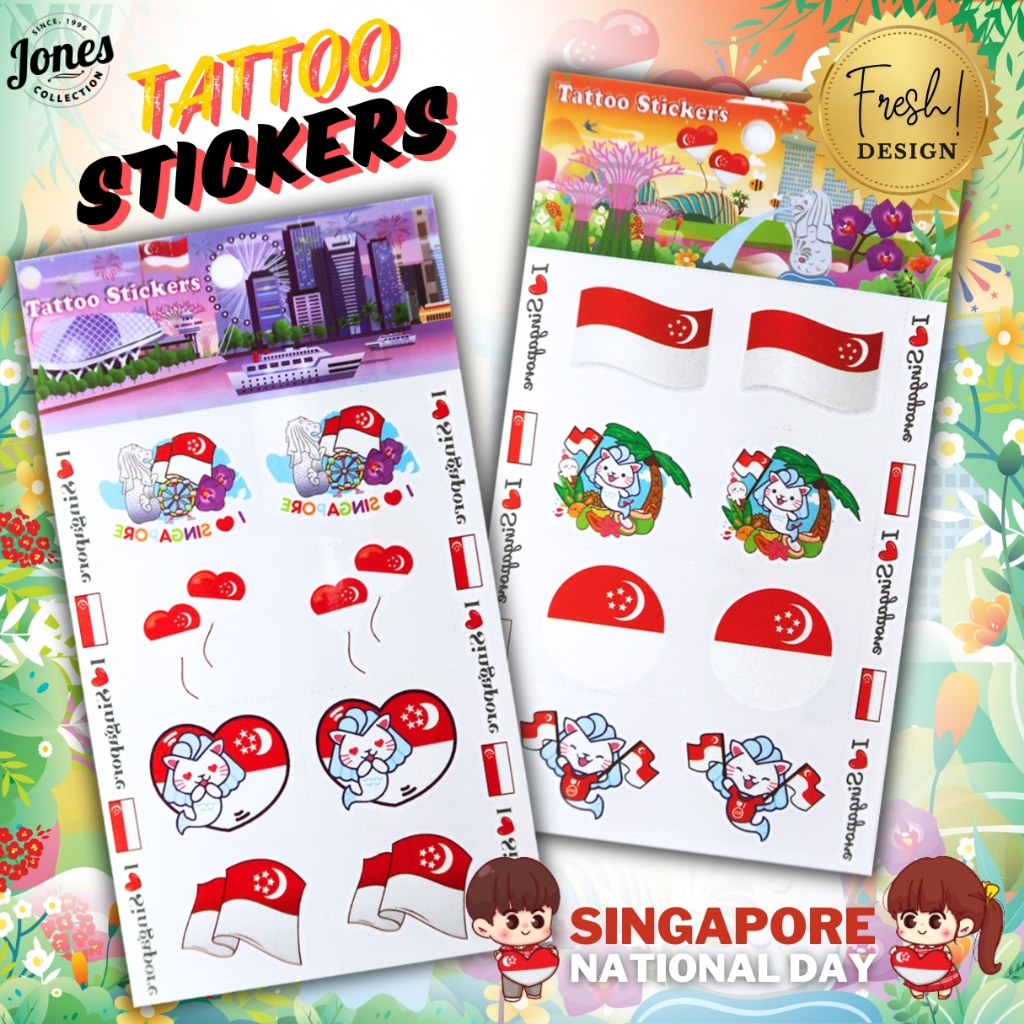 Tattoo Stickers - Singapore National Day - 10 pieces (Designed and sold ...