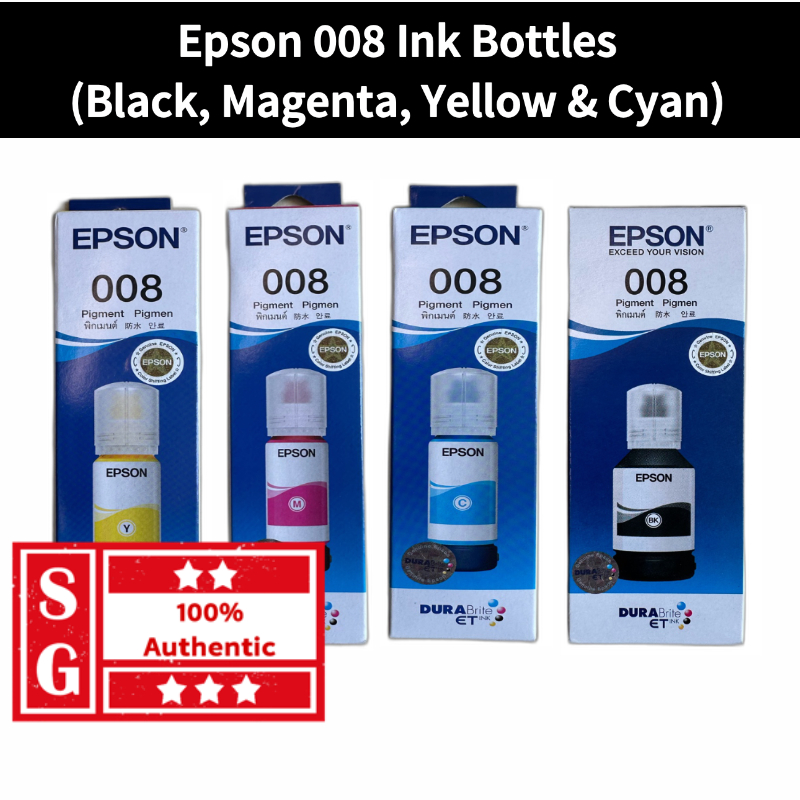Epson 008 Ink Bottle Epson 008 Black Cyan Magenta Yellow Epson Printer ...