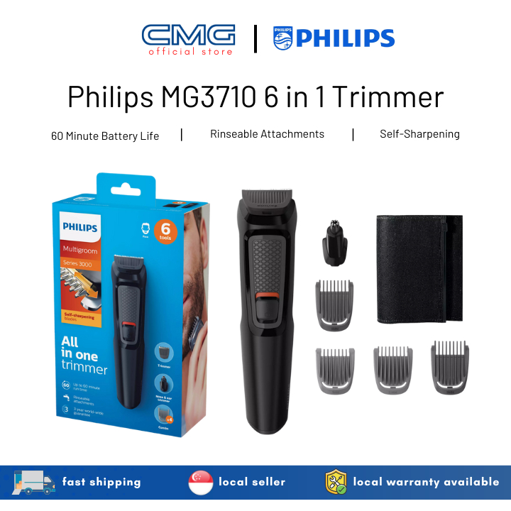 Philips MG3710/13 Multigroom Shaver Trimmer 6-In-1 Series 3000 For Men ...
