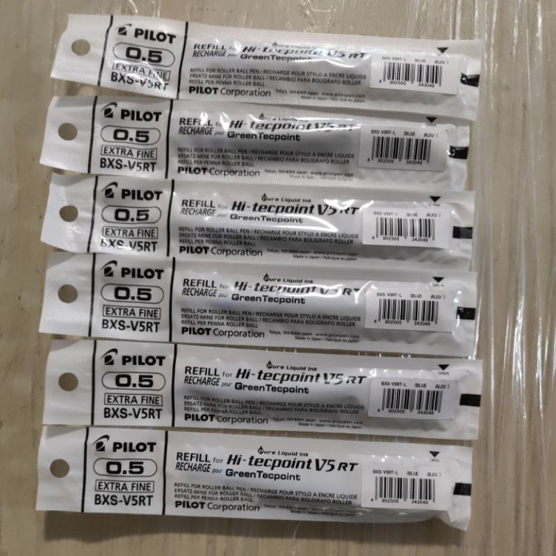 Pilot Refill for Hi-tecpoint V5 RT Blue 0.5 Extra Fine BXS-V5RT (6 pcs ...