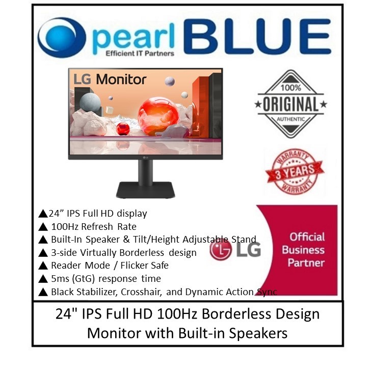 LG 24" IPS Full HD 100Hz Borderless Design Monitor with Built-in ...