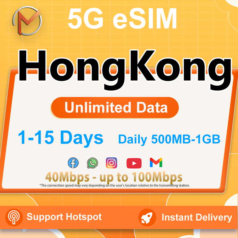 HongKong eSIM 5G Unlimited 1-15Days Unlimited Data | Instant Email Delivery | Turbo Data Speed ...