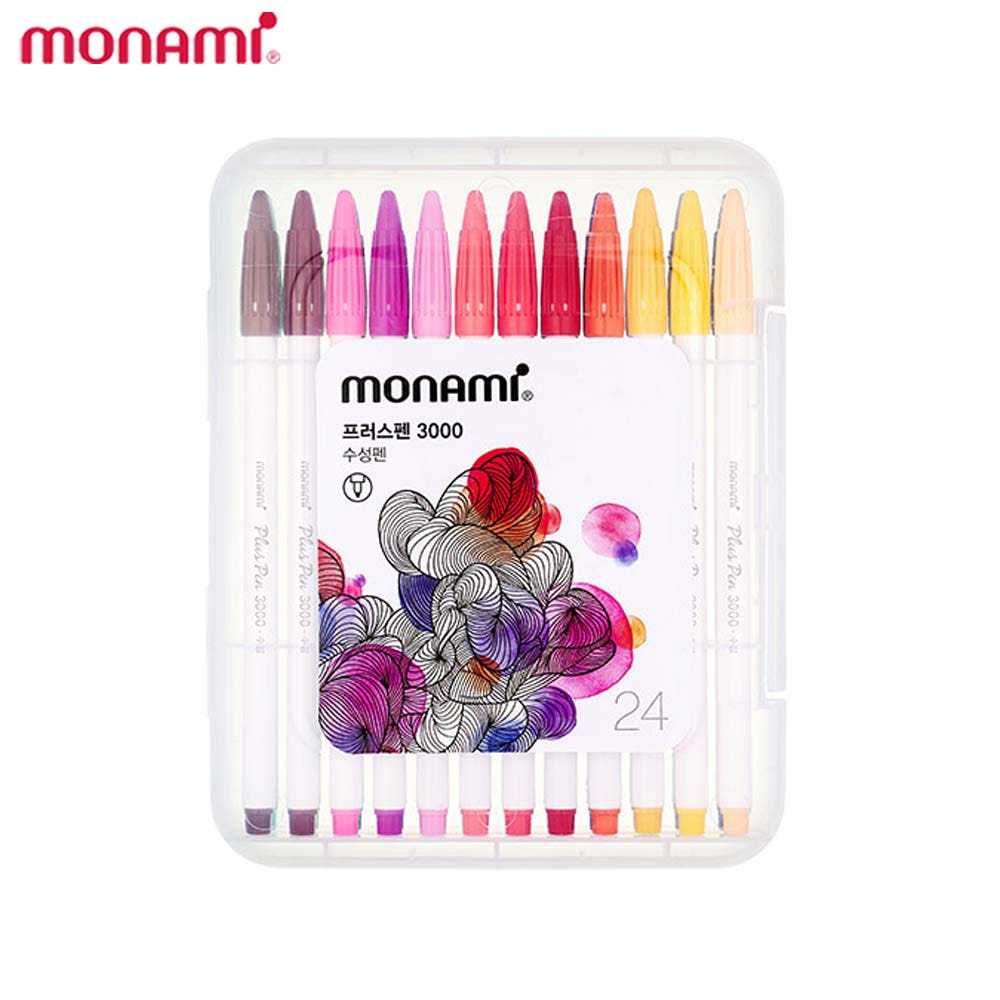 Monami Mercury pen marking pen plus pen 3000 24 color set PP case ...