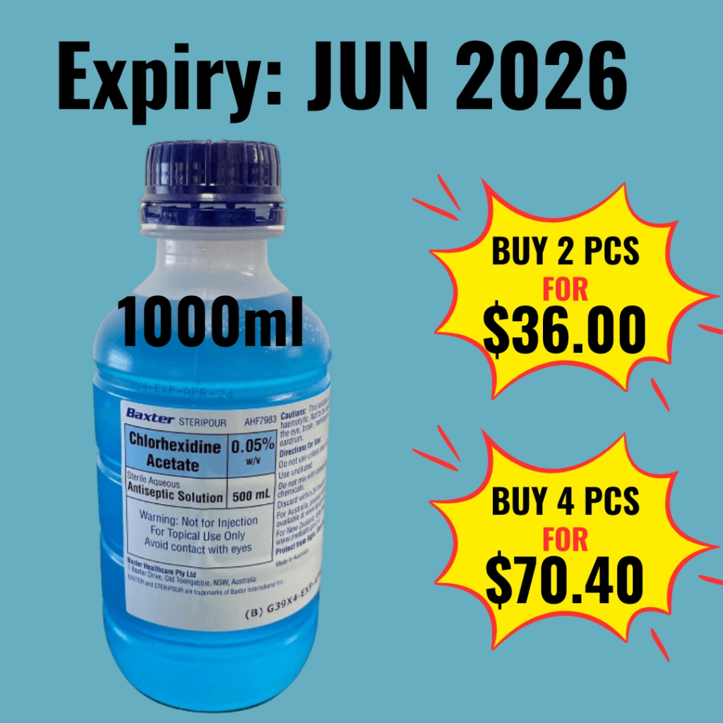 Baxter Chlorhexidine 0.05% 1000ML Antiseptic Solution Wound Care ...