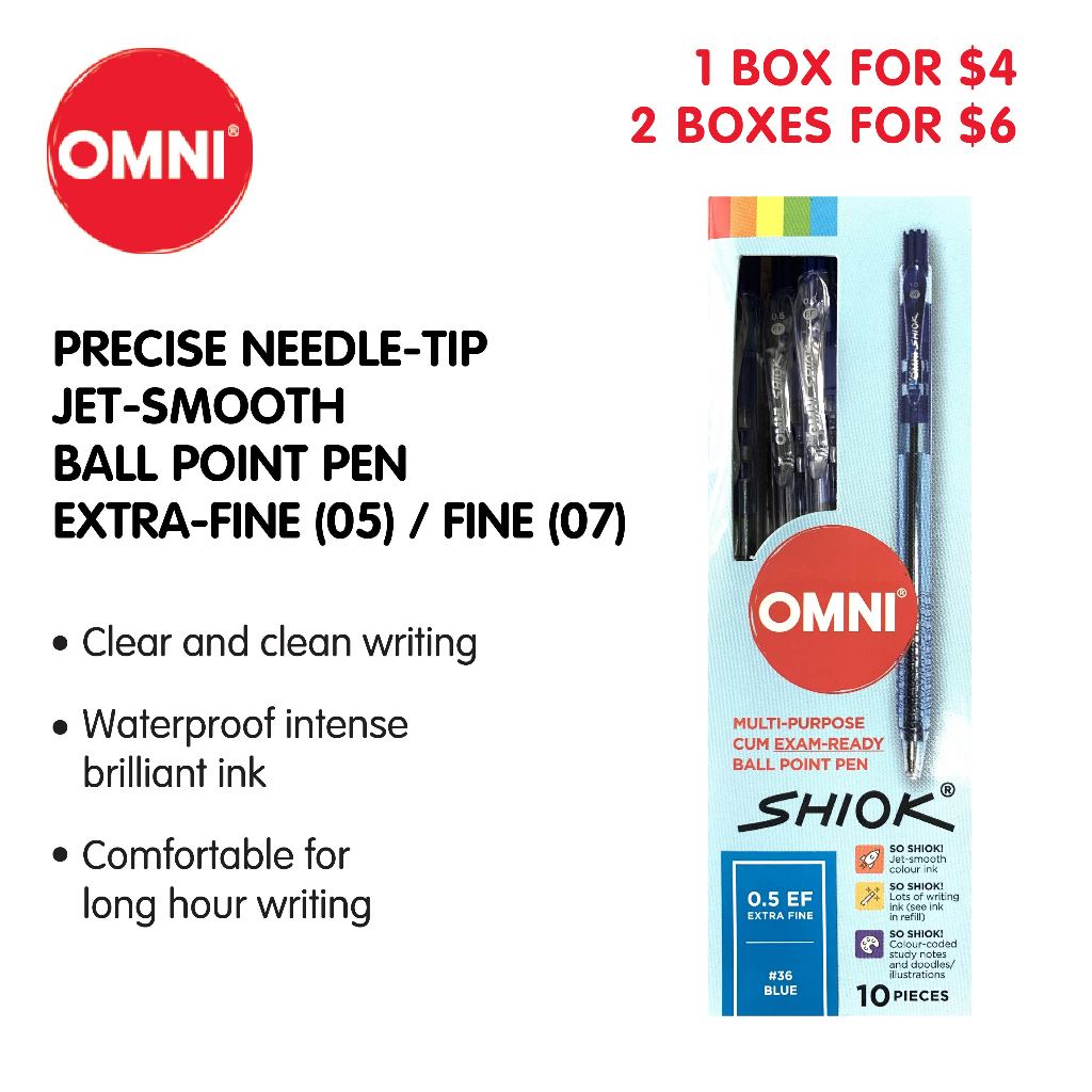 OMNI SHIOK Pen BallPoint Pen, 10pcs/box | Shopee Singapore