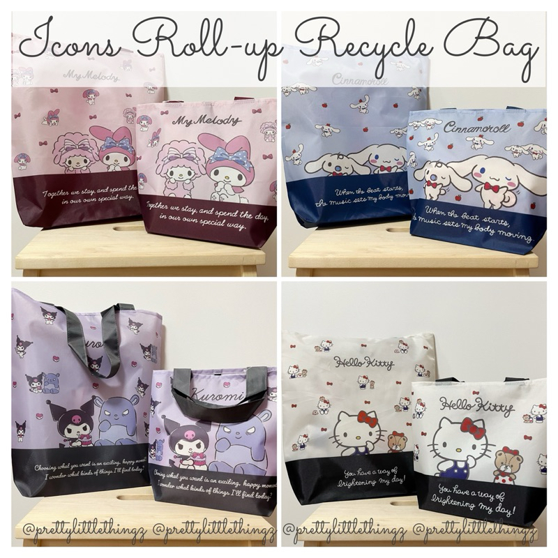 * SG READY STOCK * Icons Roll-up Recycle Bag (Melody, Cinnamoroll ...