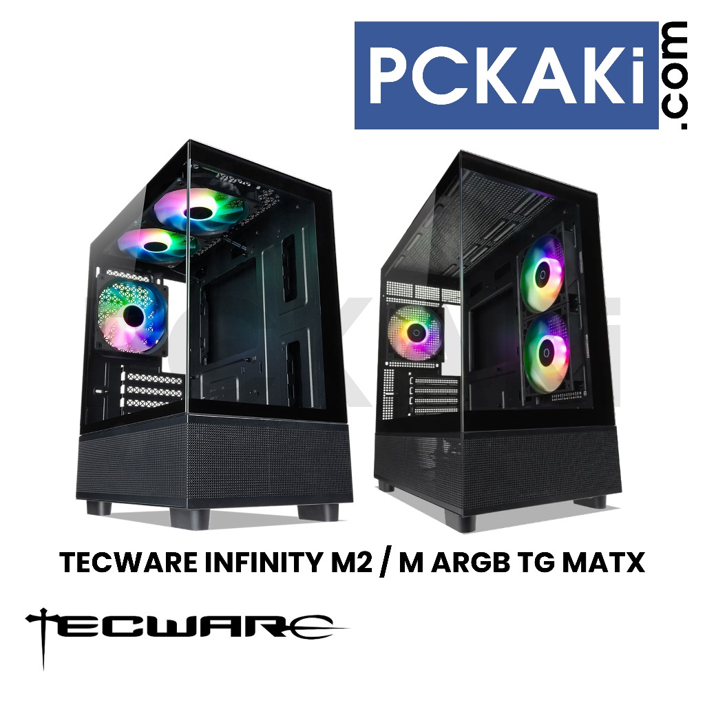 [MATX] TECWARE INFINITY M / M2 ARGB TG BLACK - MATX CASE WITH 3x BLACK ...