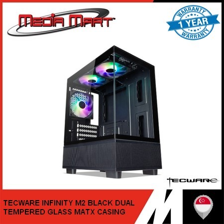 TECWARE INFINITY M2 BLACK DUAL TEMPERED GLASS MATX CASING | Shopee ...