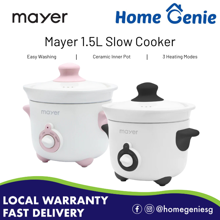 Mayer 1.5L Slow Cooker MMSC15 (Black/ Pink) // Removable Ceramic Inner ...