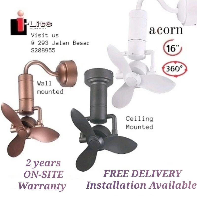 [ INSTALLATION PACKAGE] ACORN DC360 CORNER FAN WALL/CEILING MOUNTED (16 ...