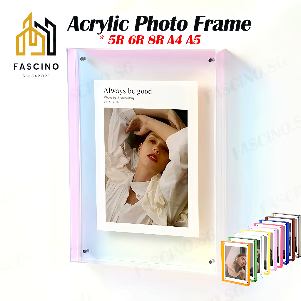 【SG】5R A4 Colorful Acrylic Photo Frame ins Clear Frames Picture Display Stand Korean Style Wall ...