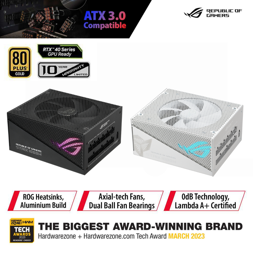 ROG Strix 750W / 850W / 1000W /1200W Gold Aura Edition Fully Modular ...