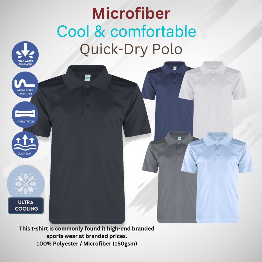 Unisex Microfiber Dri Fit Polo T Shirt Men Casual Comfy T-shirts ...