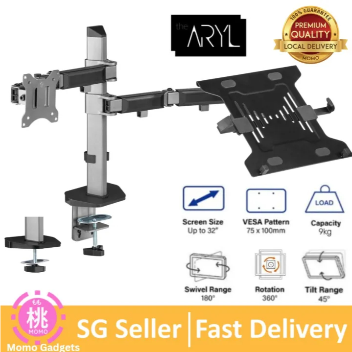 the Aryl™ Deluxe Monitor Desk Stand Mount, Fully Adjustable, Tilt ...