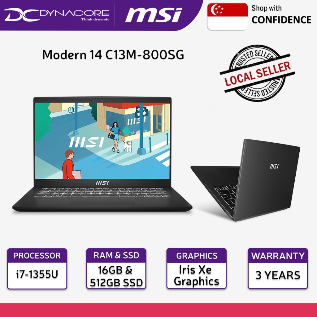 【Pre-Order ETA 1 to 3Weeks】MSI Modern 14 C13M-800SG (i7-1355U/14" FHD ...