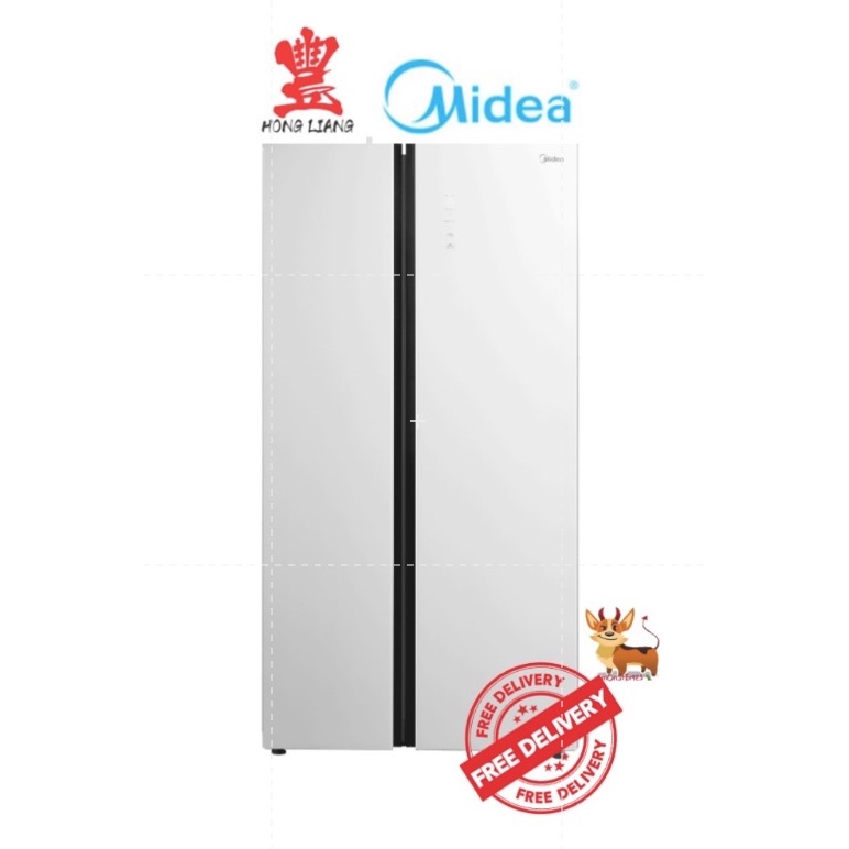 MIDEA MDRS710FIE61SG 548L WHITE GLASS SIDE-by-SIDE FRIDGE- 3 Tick FREE ...