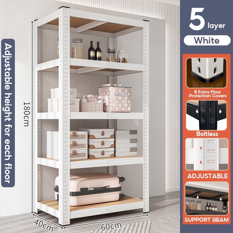 Metal Rack Storage Shelf Adjustable Rack Boltless Shelf Shelving Living ...