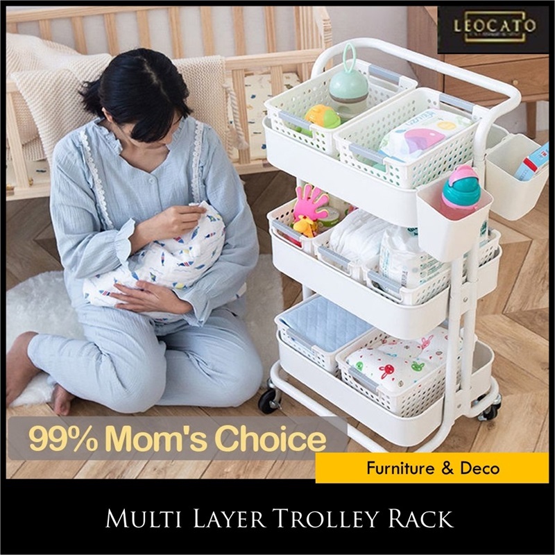 3 Layers Storage Trolley Rack Quality Baby Storage Rack Multipurpose ...
