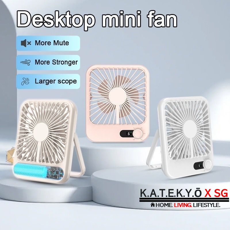 [KATEKYO X SG] Portable Mini Desktop Fan Strong Wind 1500 mAh USB ...
