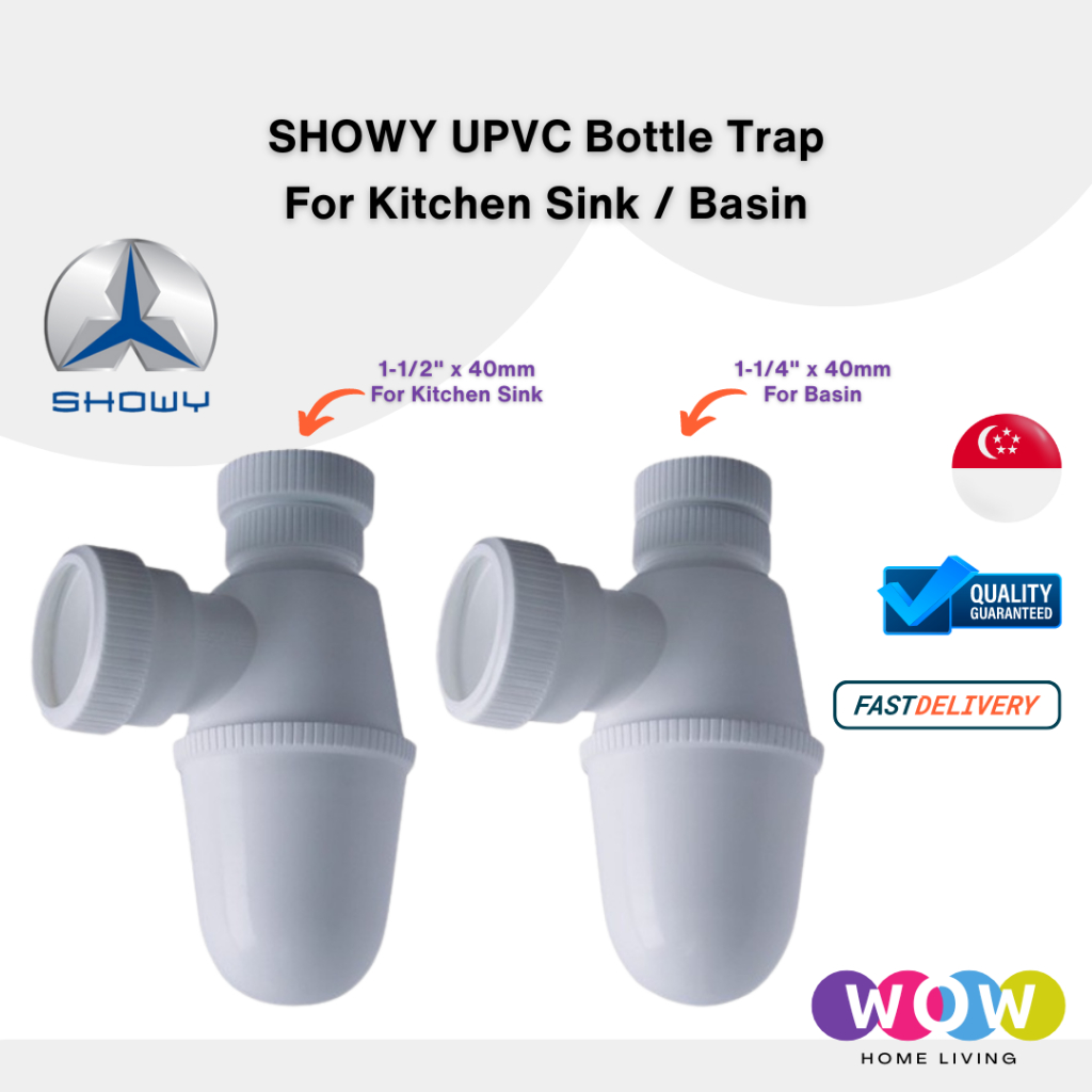 SHOWY UPVC BOTTLE TRAP FOR KITCHEN (SINK 1-1/2" x 40mm) / (BASIN 1-1/4 ...