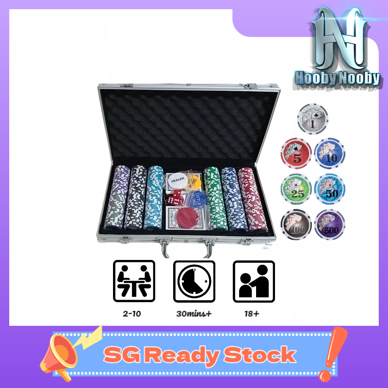 Texas Poker Chips Set Suitcase with Denominations (300 pieces) | Shopee ...