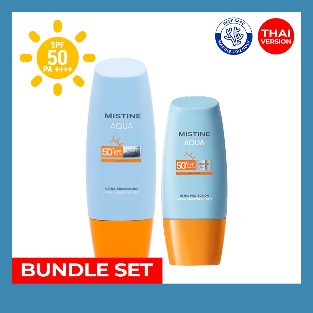 Mistine Aqua Base Ultra Protection Matte & Light Facial Sunscreen Pro SPF50 PA ++++ 40ml / 90ml ...