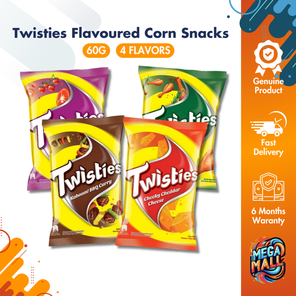 Twisties Corn Snacks 60g - Cherry Tomato, Cheddar Cheese, BBQ & Curry ...