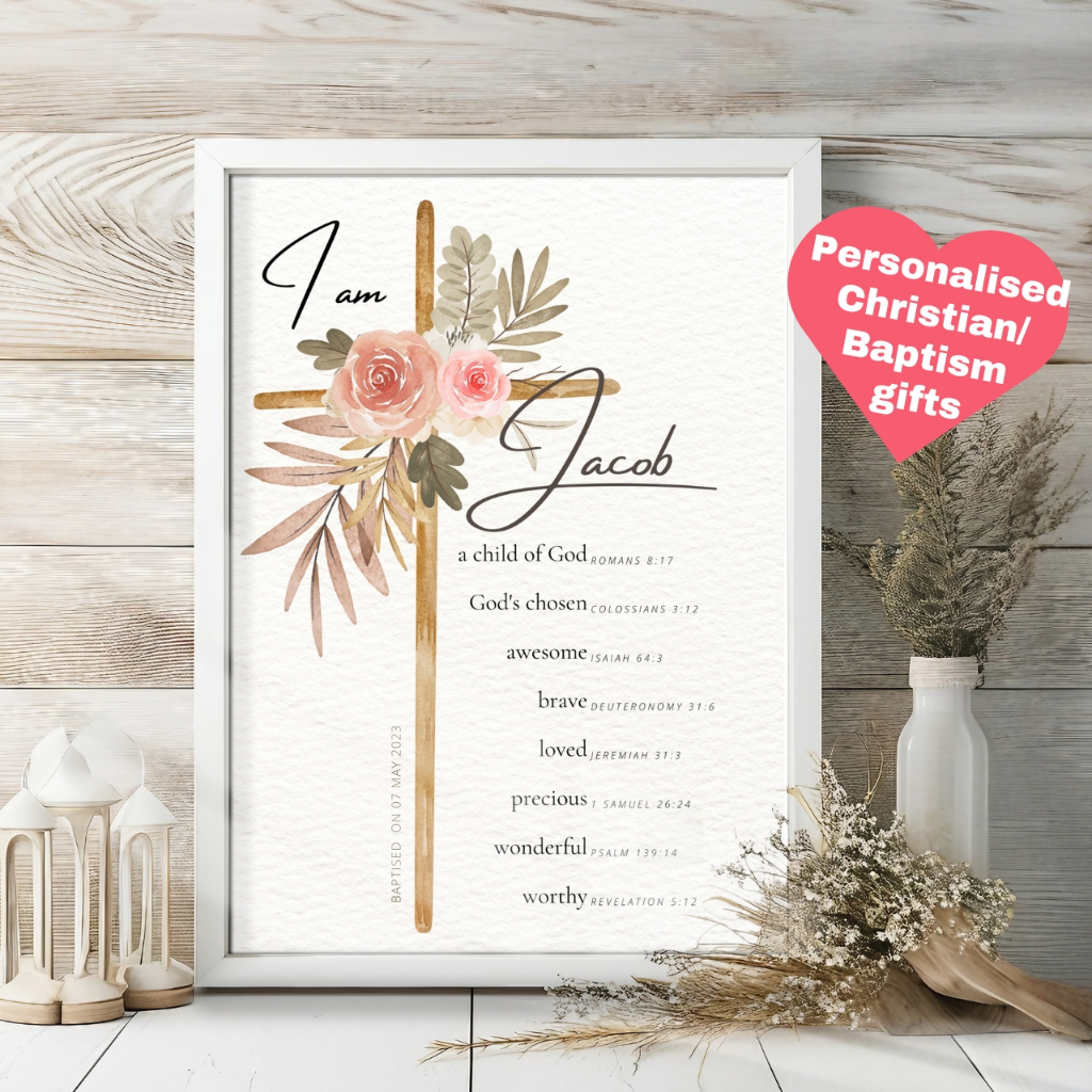 Personalised Baptism Gift, baptised Gift, Godchild Baptism Sign ...