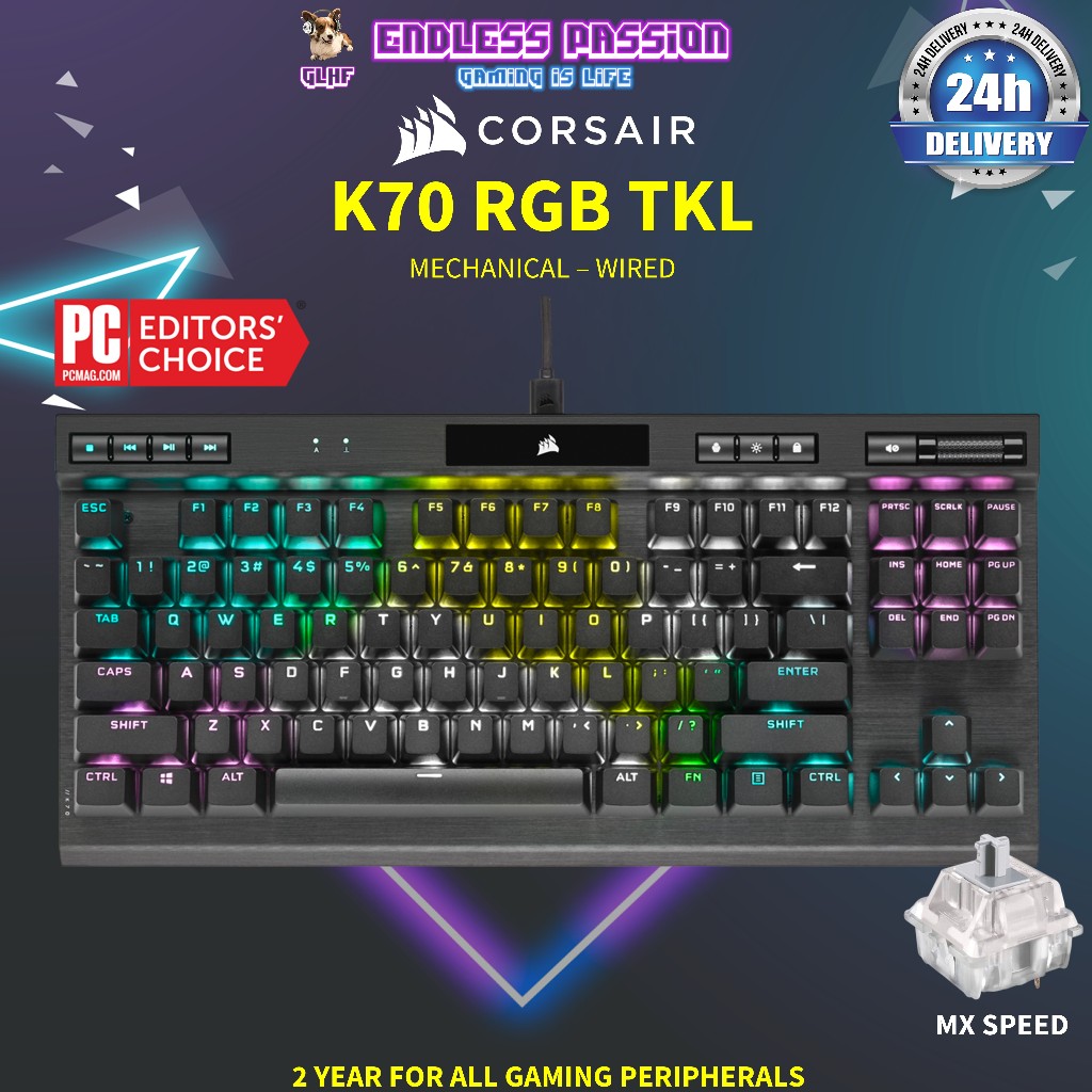 Corsair K70 RGB TKL CHAMPION SERIES Wired Mechanical Gaming Keyboard ...