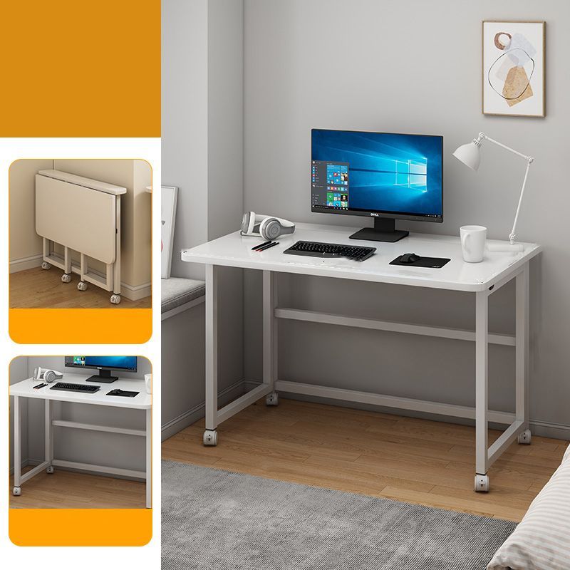 Folding Table/Foldable Contemporary White Wood Office/Study Desk with H ...