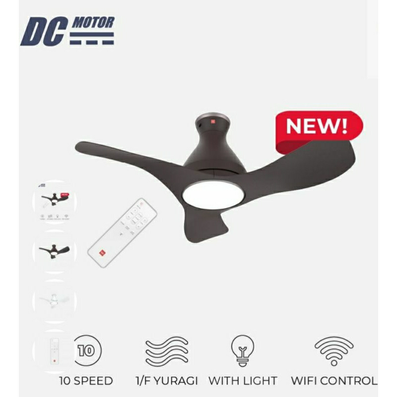 KDK F40GP 3-Blades Wifi-Control DC Ceiling Fan with LED Light (100cm ...